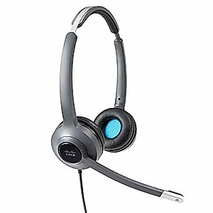 CISCO Headset 522, Wired Dual On-Ear 3.5mm Headset with USB-A Adapter, Charcoal, 2-Year Limited Liability Warranty (CP-HS-W-522-USB=)