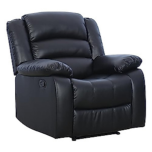Phoenix Home PU Leather Manual Chair Recliner, Black