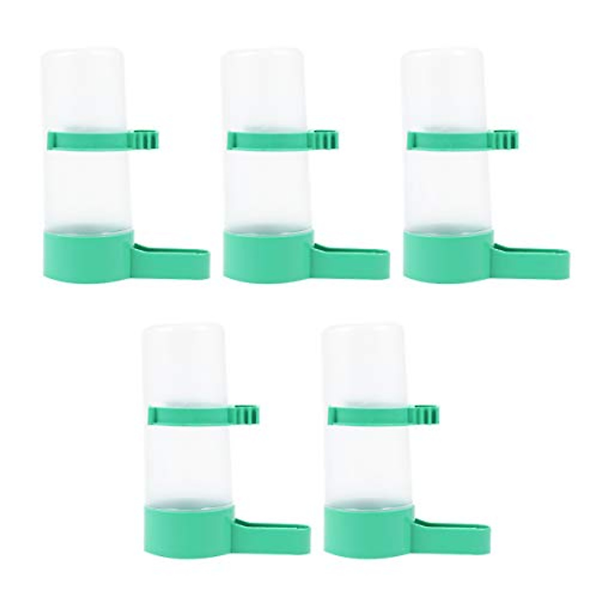 DOITOOL Parakeet Feeder 5PCS Bird Water Feeder- Reusable Bird Water Dispenser for Cage- Small Automatic Bird Feeder for Sparrow Chicken Parrots Quail Budgie Cockatiel Clear Container