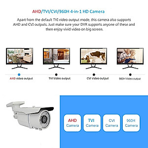Amview HD 4-in-1 (TVI AHD CVI 960H) Full HD1080P 2.6MP 72IR Outdoor CCTV Security Surveillance Camera