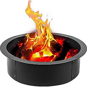 VBENLEM Fire Pit Ring 36-Inch Outer/30-Inch Inner Diameter, 10inch Height Fire Pit Insert 2.5mm Thick Heavy Duty Solid Steel, Fire Pit Liner DIY Campfire Ring Above or In-Ground for Outdoor