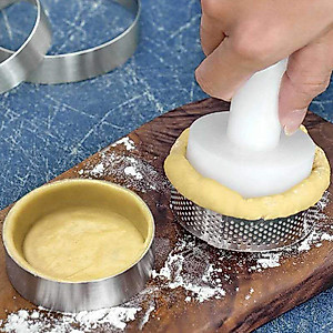 Padyrytu 10Pcs Circular Tart Rings with Holes Steel Fruit Pie Quiches Cake Mousse Kitchen Baking Mould 7cm