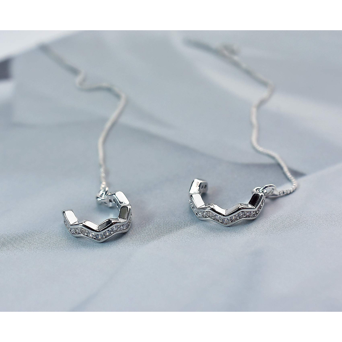 Sterling Silver Earrings Cubic Zirconia Earrings Hypoallergenic Earrings Tassel Earrings Threader Earrings Wave Ear Cuff Silver-Tone Earrings for Women Sensitive Ear Elegant Gift