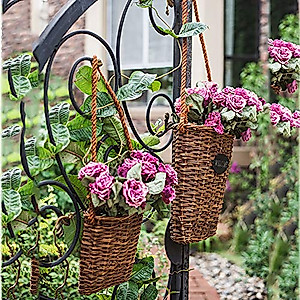 IMFFSE Handmade Wicker Woven Flower Basket Home Door Letter Collection Basket Wall Hanging Wall Retro Old Rack Without Plants,S