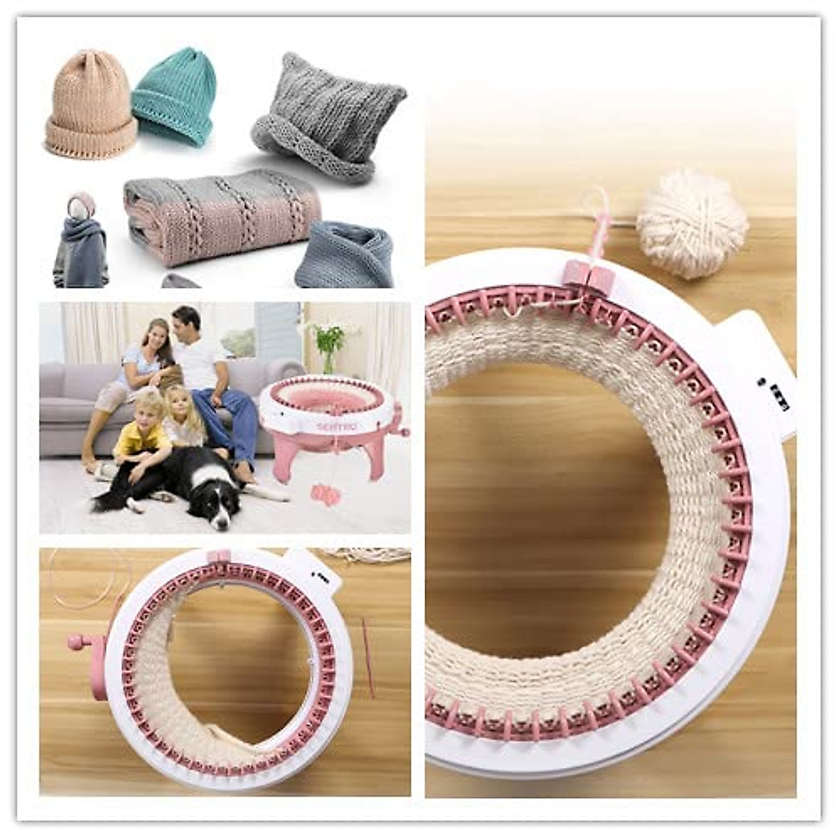 Yohencin Knitting Machine 48 Needles, Spinning Knitting Loom Circular Weaving Loom Knitting Board Rotating Double Knitting Loom Machine, DIY Portable Scarf Hat Socks Gloves Toys for Adults and Kids