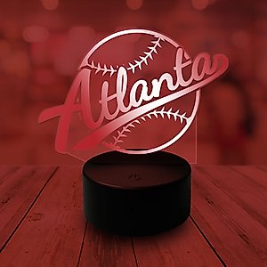CLORURBANLIVE 3D Baseball Atlanta Night Light 3D Illusion Lamp for Boys Gift 16 Changing Color Remote Control Kids Room Ball Decor Lighting (Atlanta Multicoloured)