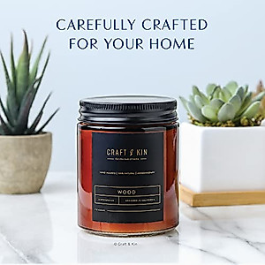 Premium Wood Candle | Cedar Candle | Soy Candle, Candles Gifts for Women | Soy Candles for Home Scented | Aromatherapy Candles | Scented Candles for Men, Ultra Clean Burn Amber Jar Candles