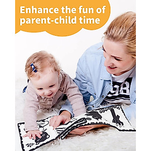 High Contrast Baby Toys, Infant Tummy Time Cloth Book Crib Toys, Black and White Baby Soft Book for Infants Boys and Girls Early Education