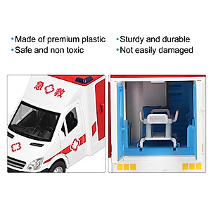 TYTOGE Ambulance Toy Car Alloy High Simulation Friction Powered Wheels Emergency Vehicle Toy with Light and Sound for Kids