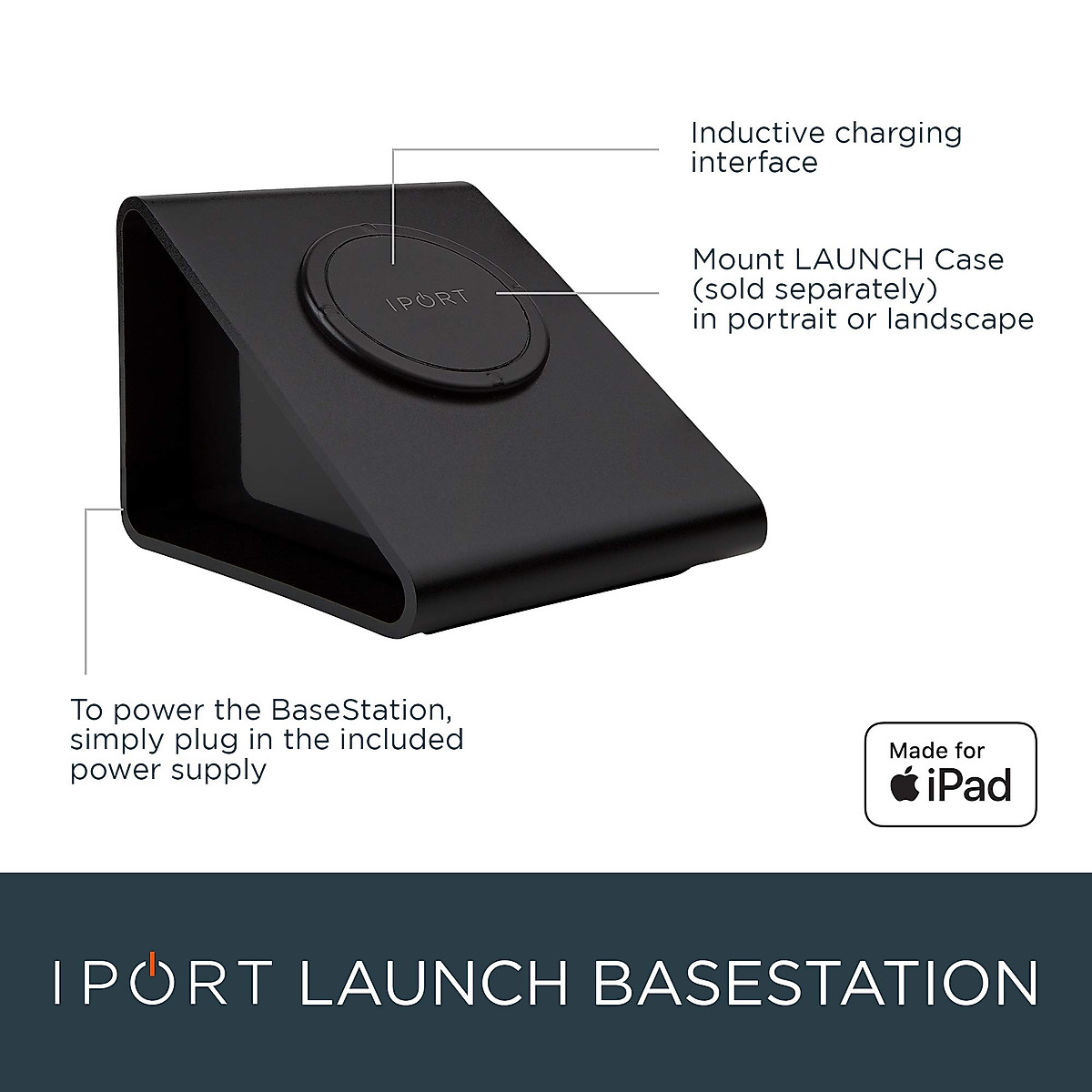 IPORT LAUNCH (LaunchPort) BaseStation iPad Stand - Compatible with all LAUNCH Cases - Silver
