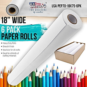 U.S. Art Supply Children's Kids Easel Arts and Crafts Paper Rolls 18" x 75' (6 Rolls) - Easel Replacement Rolls, Whiteboards, Crafting Activity, Painting - Kids Learn to Paint, Draw, Write, Have Fun