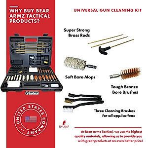 Universal Gun Cleaning Kit | American Company | Perfect for Shotguns, Rifles, Muzzle Loaders, Handguns and Pistols | Portable Case | Cleans Calibers .17- .50