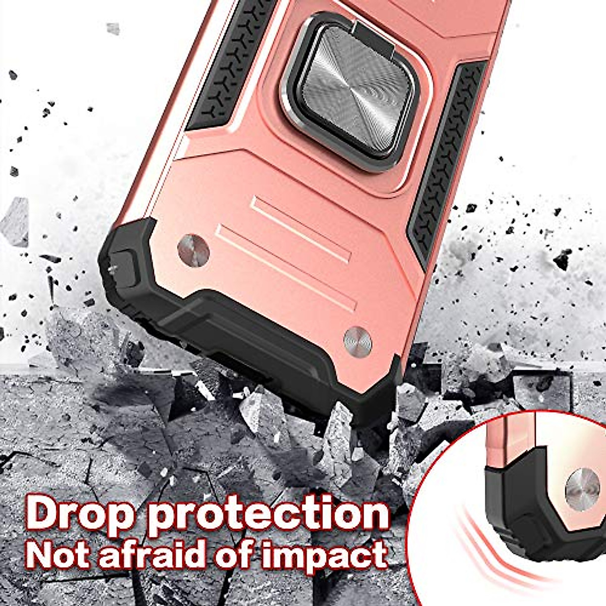 IDYStar Galaxy A71 5G Case with Screen Protector, Galaxy A71 5G Case, Shockproof Drop Test Cover with Car Mount Kickstand Lightweight Protective Cover for Samsung Galaxy A71 5G, Rose Gold