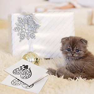 48 Pcs Paw Printed Note Cards Set, 24 Paw Printed Note Cards Heart Paw Thank You Card Paw Print Blank Greeting Card with 24 White Envelopes Animal Lovers Pet Shop Pet Birthday Party (Black and White)