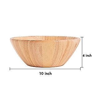 Handmade Wooden Bowls 10” - 100% Natural Hardwood Serving Bowls for Fruits, Salads, Snacks and More l Family-Style Dining l Wooden Salad Bowl - Home Decor & Kitchen