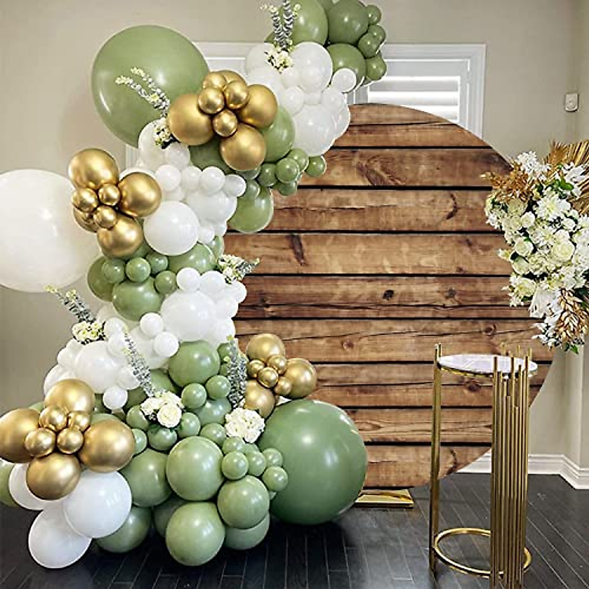 Leowefowa Polyester Wood Round Backdrop Cover(without stand) 7.5ft Wooden Backdrop Wood Backdrop for Parties Wood Circle Backdrop Stand Cover Girl Boy Birthday Baby Shower Gender Reveal Wedding Shower