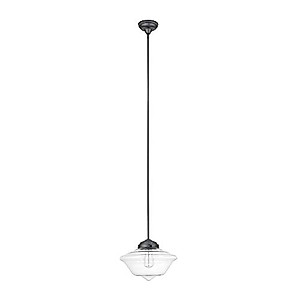 Globe Electric 60392 Sloane 1-Light Pendant, Dark Bronze, Clear Glass Shade
