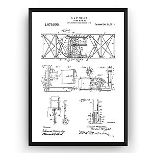 Magic Posters Wright Brothers Patent Prints - Flying Machine 1913 - Vintage Art Posters Pilot Gifts For Men Women Aviation Blueprint - Frame Not Included