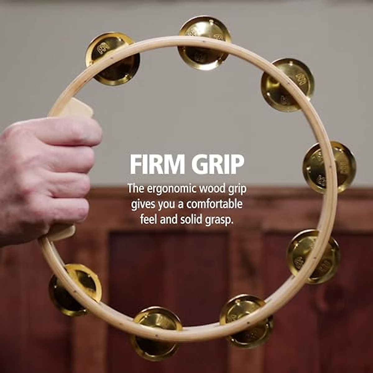 Meinl Percussion Artisan Edition Tambourine with Solid Brass Jingles, Single Row-NOT Made in CHINA-10 Maple Frame, 2-Year Warranty (AE-MTA1B)