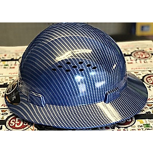 HDPE Hydro Dipped Blue/Silver Full Brim Hard Hat with Fas-trac Suspension