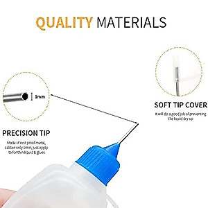 10 Pcs 1 Ounce Precision Tip Applicator Bottle 30 ML Translucent Glue Bottles Multicolor Lid with 2 Pcs Mini Funnel, for Alcohol Ink Craft Acrylic Painting