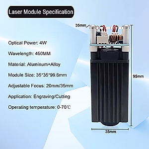 LASER TREE Laser Engraver Module, 20W Laser Engraving Cutting Module CNC, 4W Optical Output Power, Adjustable Focal, 450nm Laser Head for Laser Engraver Cutter Machine DIY Engrave Wood Paper Leather