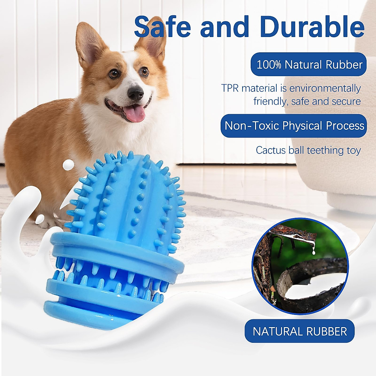 Lykani Dog Chew Toys for Small Dogs, Tough Dog Toys for Aggressive Chewers, Indestructible Durable Interactive Dog Toys, Rubber Dog Toys for Puppy Christmas Easter Birthday Gifts, Blue