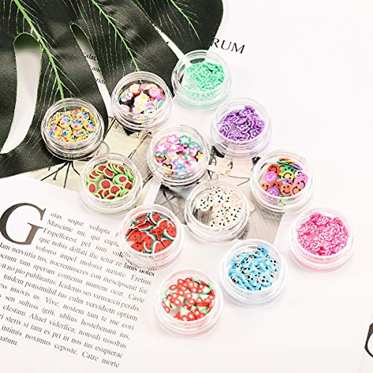 12 Bottles/Pack Flower Animal Fruit Resin Filling Glitter Soft Clay for DIY Epoxy Resin Mold Decor Nail Art Jewelry Making Tools (Animal)