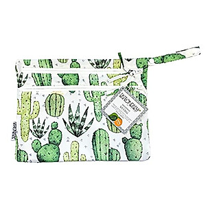 BapronBaby Desert Cactus Wet Dry Bag - Waterproof Two Zipper Pockets - Reusable for Mealtime, Diapers, Stroller, Snacks, Swimsuits - Machine Washable - 11" x 9"