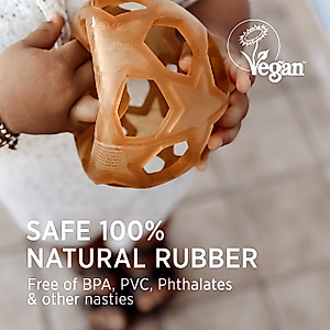HEVEA Star Activity Ball Toy Made from 100% Upcycled Natural Rubber - Soft and Easy to Hold Baby Ball for Ages +4 Months - Plant Based, Plastic-Free, BPA-Free (Mint)