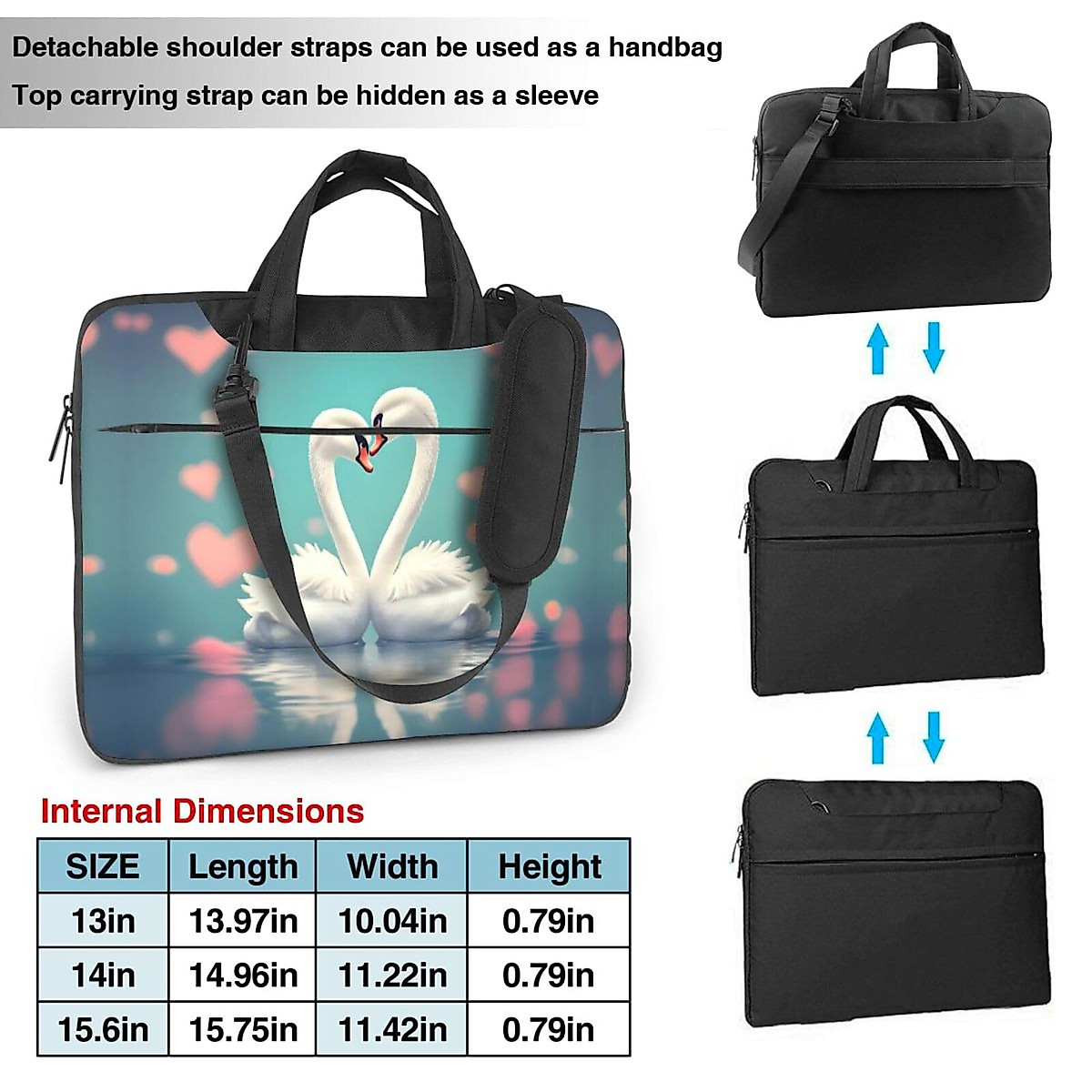 HYTTER Laptop Bag - Portable, Stylish, And Durable - Ideal For Both Men And Women The Swan In Love 14 Inch Picture