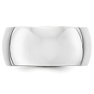 Solid 10k White Gold 10 mm Half Round Wedding Band Ring Size 7