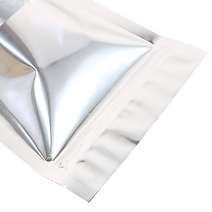 QQ Studio 100 Shiny Colored Aluminum Mylar Foil Clear Window Reclosable QuickQlick™ Stand-Up Bags (4.25" x 6.25", Silver)