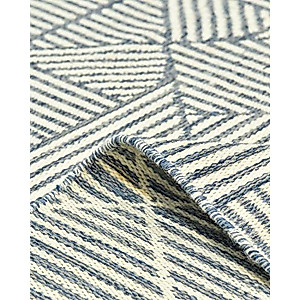 Solo Rugs Edra Contemporary Handmade Area Rug, 8' 0" x 10' 0", Denim