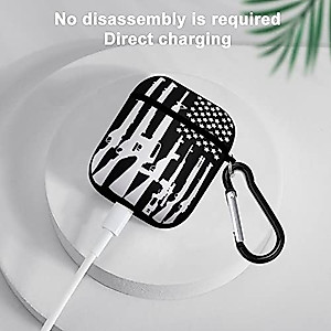 American Gun Flag Compatible with AirPods 2nd 1st Generation Case Cover Cute Funny Shockproof Protector for Men Women