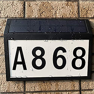 OSALADI Solar Lights Outdoor Metal Sign House Numbers Solar Powered Address Sign Set Lighted Address Sign Lamp for Home Street Garden Doorplate Black Outdoor Sign Outside Solar Lights