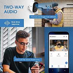 ROCK WiFi Camera Outdoor, 1080P Battery Powered AI Motion Detection, Bullet Surveillance Cameras for Home Security System with Siren Alarm, Night Vision, Waterproof Cloud/SD