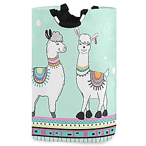visesunny Cute Llama Animal Large Capacity Laundry Hamper Basket Water-Resistant Oxford Cloth Storage Baskets for Bedroom, Bathroom, Dorm, Kids Room