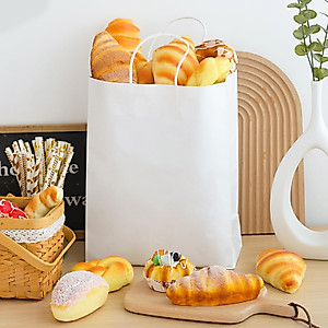 Moretoes Paper Bags with Handles 100pcs 10x5x13 Inches, White Kraft Gift Bags Bulk, Shopping Bags, Retail Bags for Small Business, Birthday Wedding Party Favor Bags, Merchandise Bags