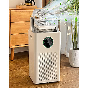 YOKEKON Humidifier and Purifier in One - Purifier and Humidifier Combo with Oscillating Fan, Evaporative Large Room Humidifier for Bedroom, Sleep Mode, Timer, Baby Adults Office Yoga Plants, White, 4L