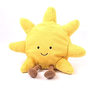 LONGRUSH Amuseable Sun, Yellow Fun Sun Plush Stuffed Toy, Kawaii Summer Sunshine Plushie, Sun Shape Soft Plush, Car Pillow Neck Pillow Plush Toy, Kid Stuffed Star Toy-13.7in *00*