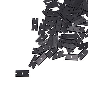 EHDIS Plastic Razor Blades 100 PCS Double Edged Plastic Blade for Safety Glass Scraper and Plastic Razor Scraper Tool for Remove Decals Stickers Adhesive Label Glue and Glass Clean-Black
