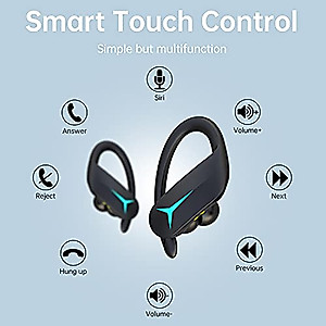 Wireless Earbuds 5.1，Bluetooth Earphones for Sports, Wireless Headset IPX7 Waterproof 40H Playtime Built in Mic Stereo Sound, Touch Control for Running Gym for iPhone/Samsung