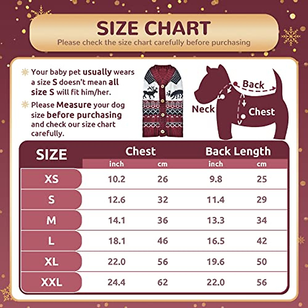 BAEJMJK Dog Christmas Sweater Xmas Pet Dog Turtleneck Clothes for Small Medium Large Dogs Soft Warm Puppy Cat Knit Jumper Dog Outfits Dog Pullover for Fall Winter Red Elk（A,2X-Large）