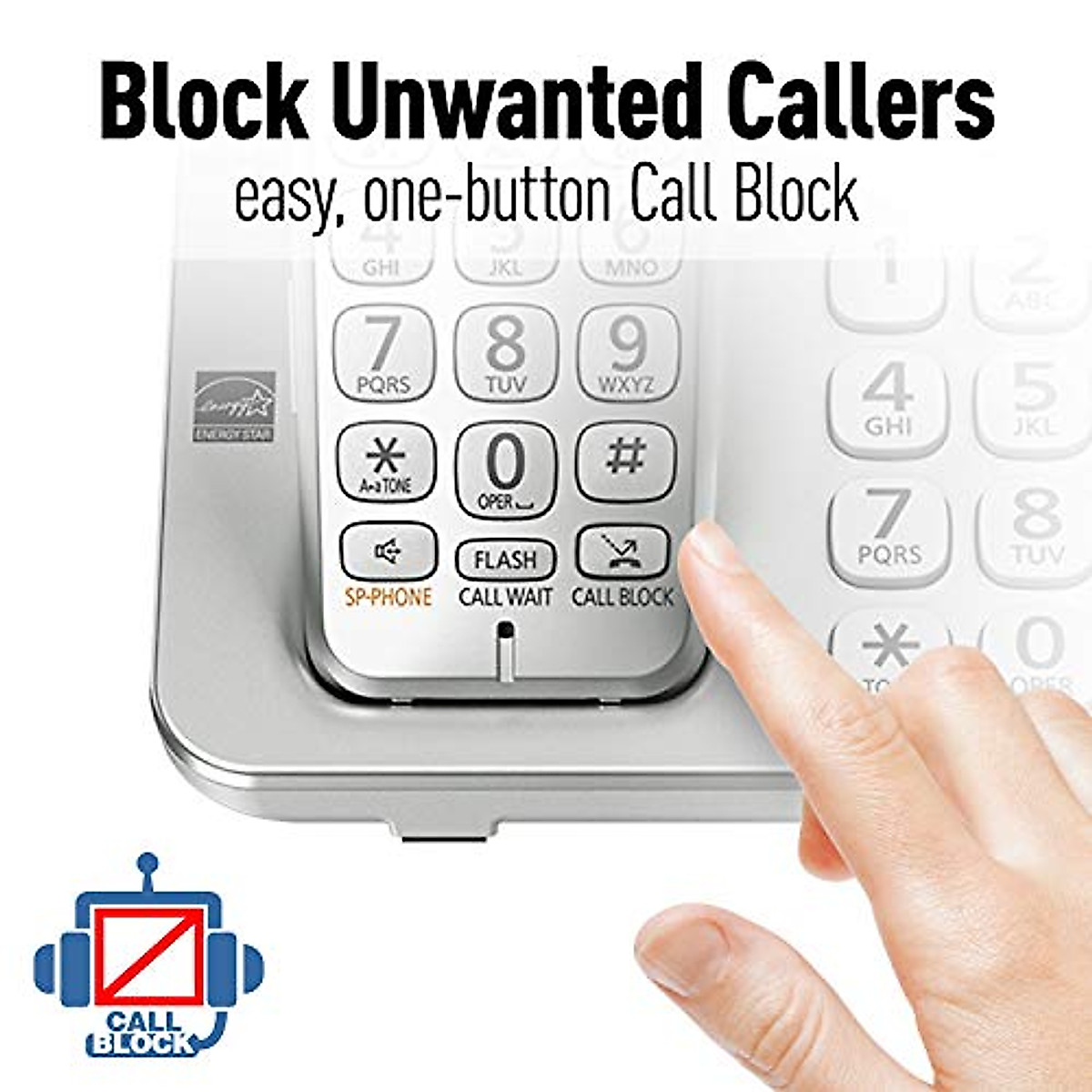 Panasonic Link2Cell Bluetooth Cordless DECT 6.0 Expandable Phone System with Answering Machine and Enhanced Noise Reduction - 5 Handsets - KX-TGE475S (Silver)