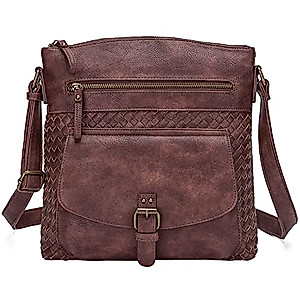 KouLi Buir Crossbody Purses for Women - PU Leather Shoulder Handbags Sling Bag Crossboby Bags Medium Multi Pockets (Dark Brown)