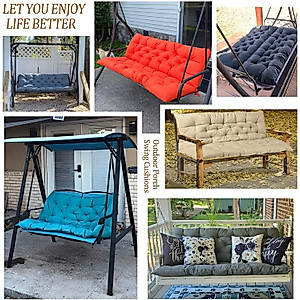 Outdoor Swing Cushions with Back, 47 x 40 inch 2-3 Seater Front Porch Swing Cushion Replacement, Swing Pad for Patio Wooden & Metal Porch Swing, Khaki