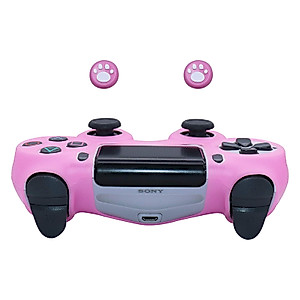 RALAN Pink Controller Skins for PS4, Silicone Controller Cover Skin Protector Compatible with PS4 Slim/PS4 Pro Controller (Pink Pro Thumb Grip x 6,Skull Cap Grip x 2)(Camouflage Pink+White Pink