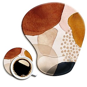DOOKE Ergonomic Mouse Pad with Wrist Support and Coaster,Mouse Pads with Non-Slip PU Base for Home Office Working Studying Easy Typing & Pain Relief Boho Succulent