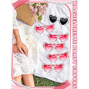 Mootycapa 6 Pcs Bride Sunglasses Bachelorette Sunglasses Party Favors for Bridesmaids for Wedding Party Bride to Be Gifts(White, Pink, Bridesmaid)